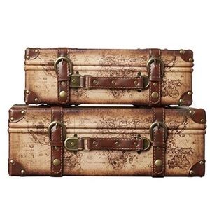 Accents | 2 Suitcase Treasure Chests Old World Map Leather | Poshmark